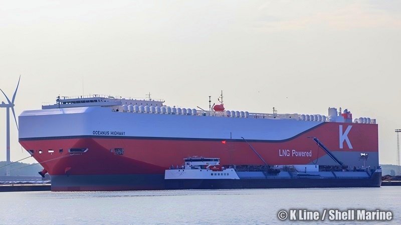Shell Marine Fuels K LINE's Car Carrier with Bio-LNG at Zeebrugge Port